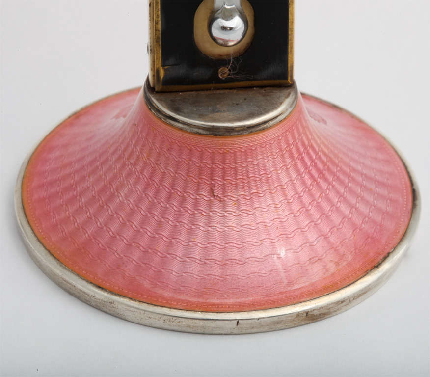 Unusual Sterling Silver and Enamel Thermometer at 1stDibs