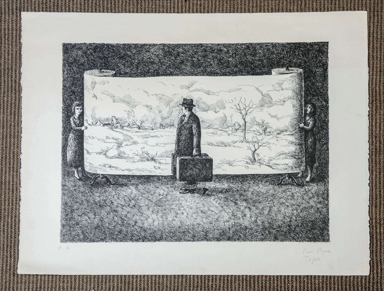 black and White Lithography 'Le Voyage' by Topor at 1stDibs