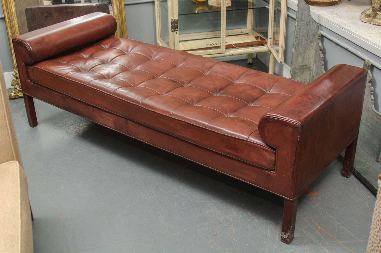 Handsome Mid-Century Leather Bench at 1stDibs