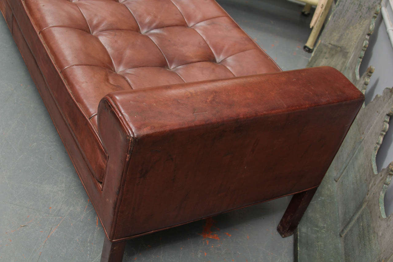Handsome Mid-Century Leather Bench at 1stDibs