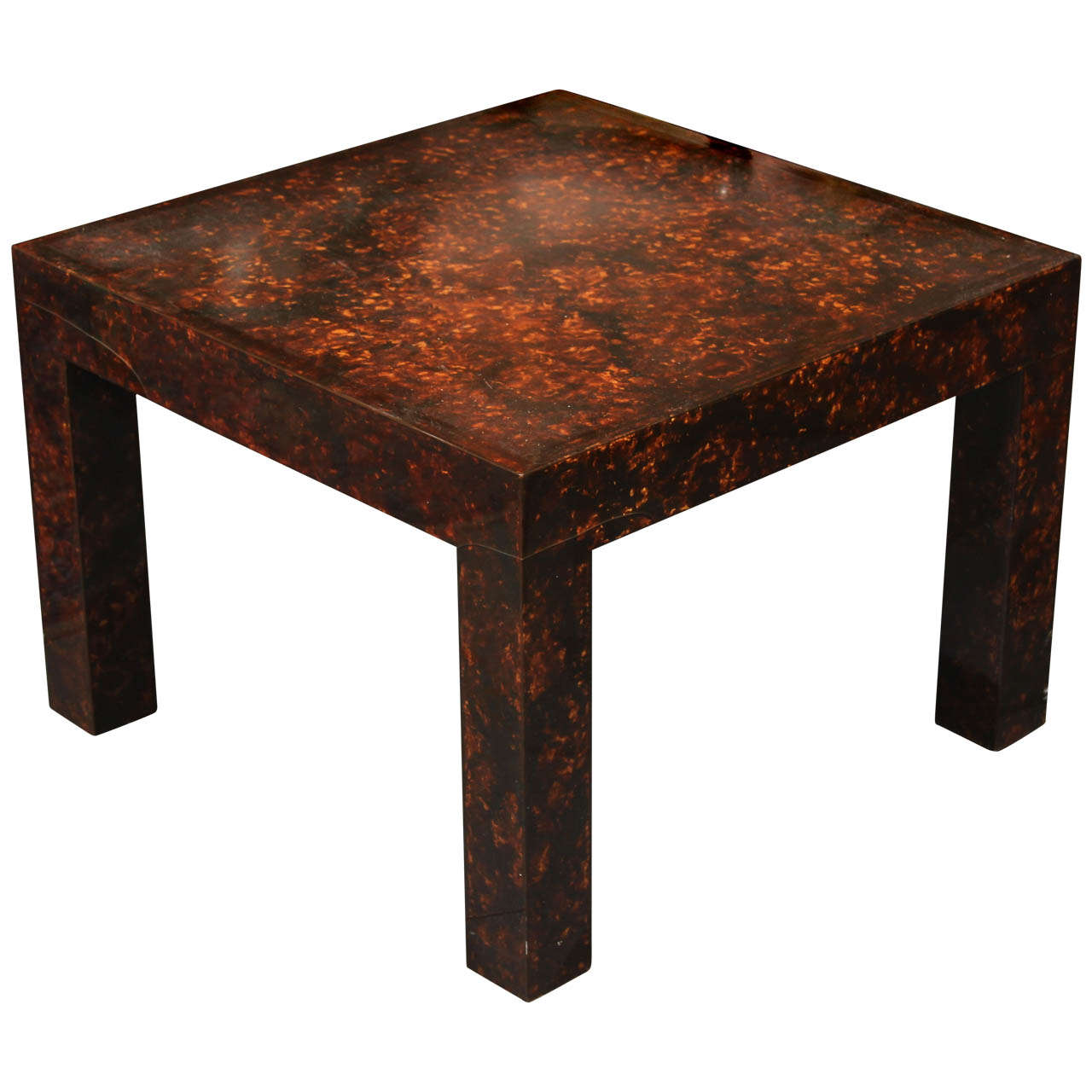 Faux Tortoise Shell Parsons Side Table at 1stDibs