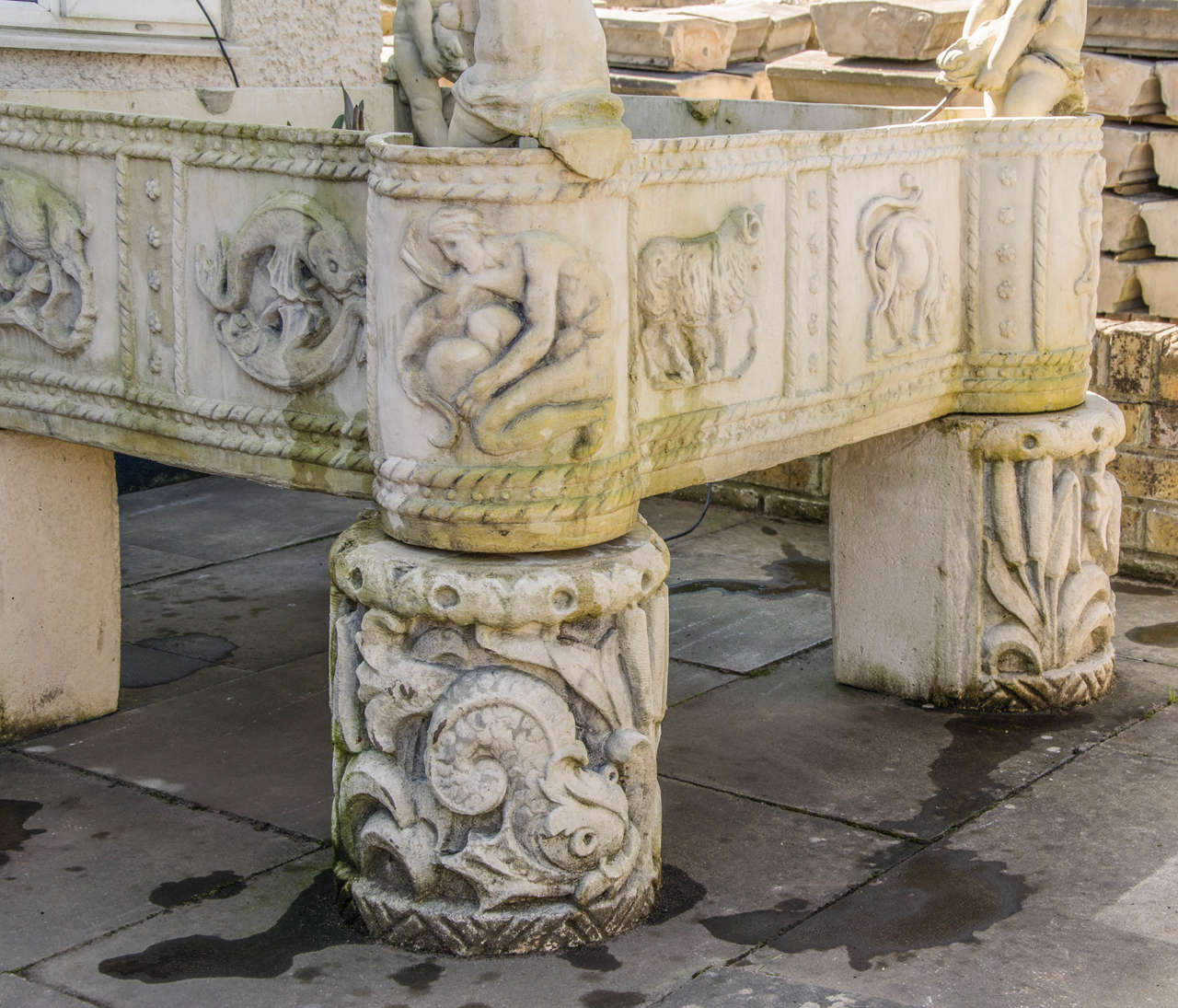 Composite Stone Pond on Decorative Plinths For Sale at 1stDibs
