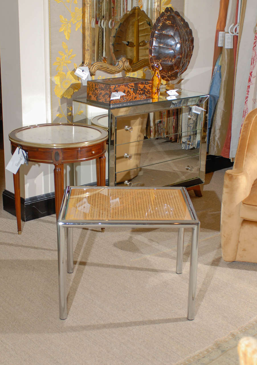 Pristine Pair of Cane and Chrome End or Side Tables, circa 1975 For ...