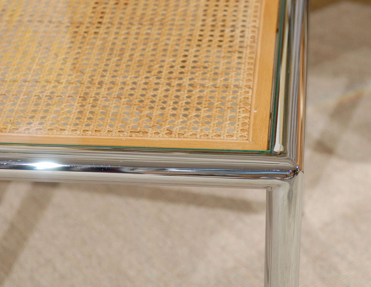 Pristine Pair of Cane and Chrome End or Side Tables, circa 1975 For ...