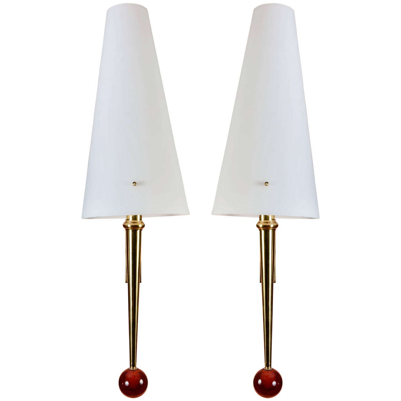 Pair of Horn Wall Sconces with Cream Shade at 1stDibs | horn sconces
