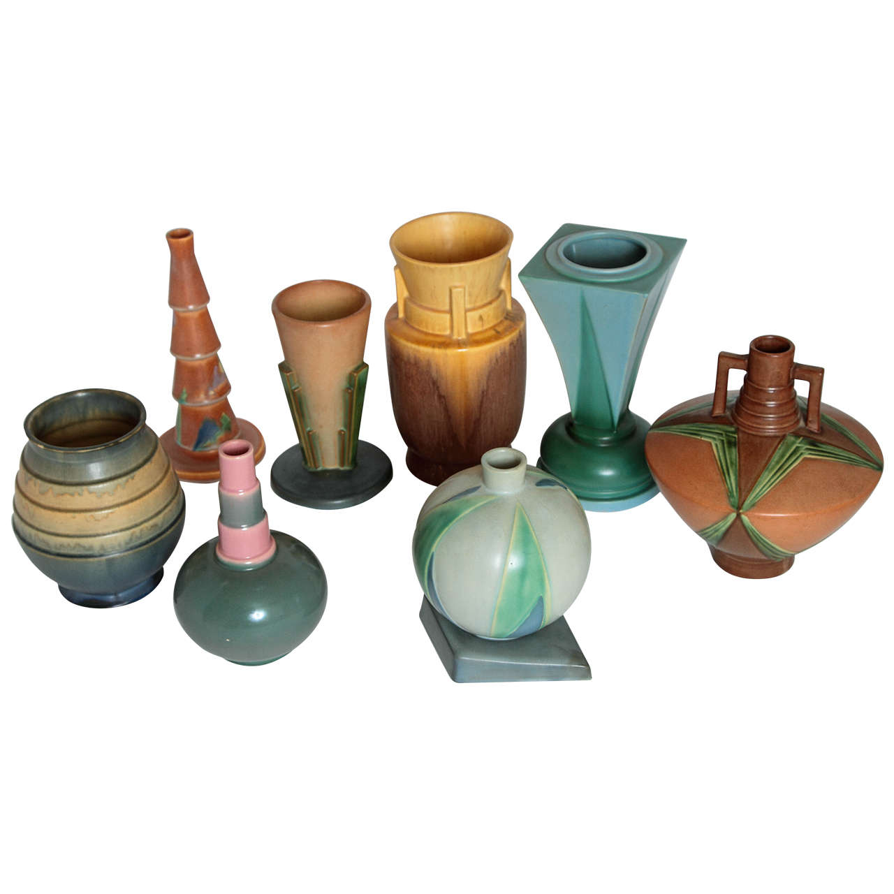 Collection Art Deco Roseville Futura Vases by Frank Ferrell, 1928 at ...