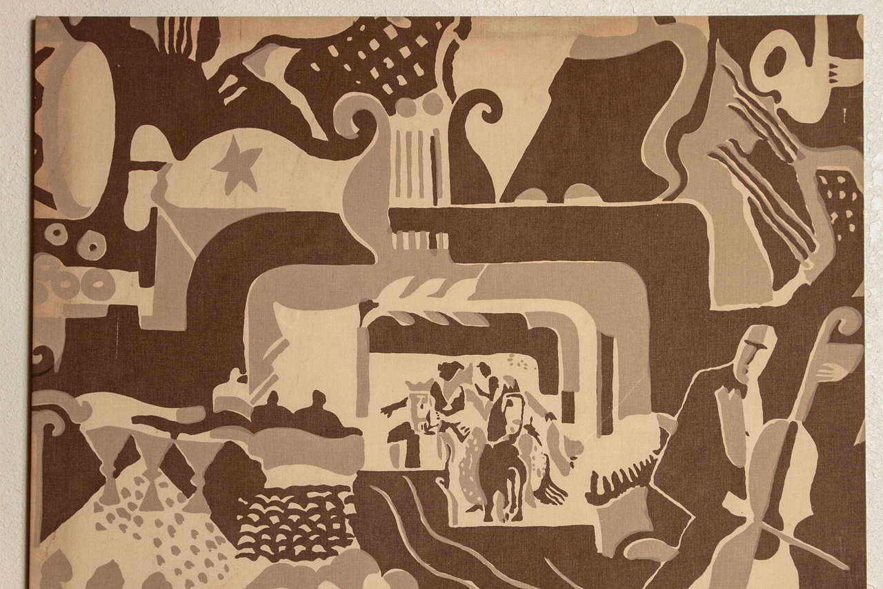 Extreme Jazz Age Mounted Stockwell Fabric, after Radio City Ruth Reeves ...