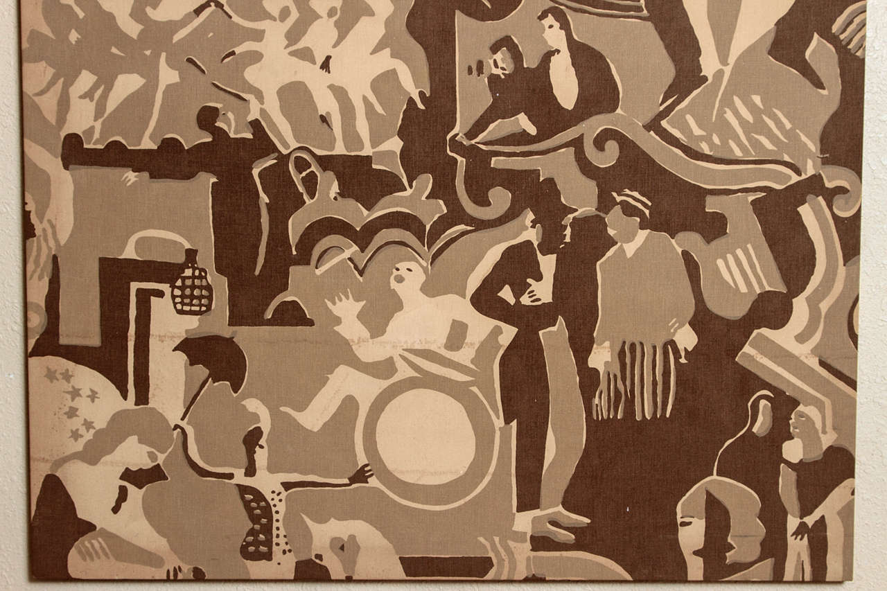 Extreme Jazz Age Mounted Stockwell Fabric, after Radio City Ruth Reeves ...