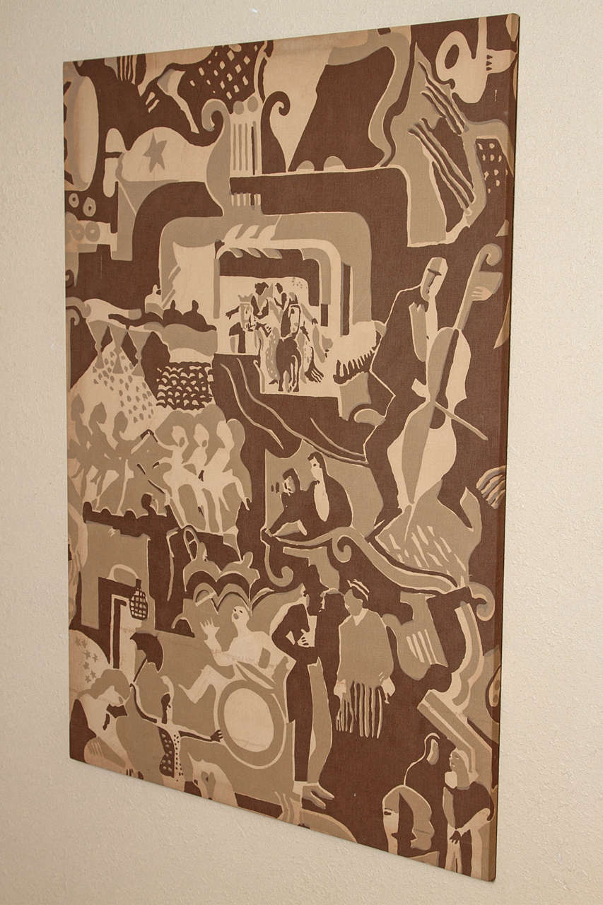 Extreme Jazz Age Mounted Stockwell Fabric, after Radio City Ruth Reeves ...