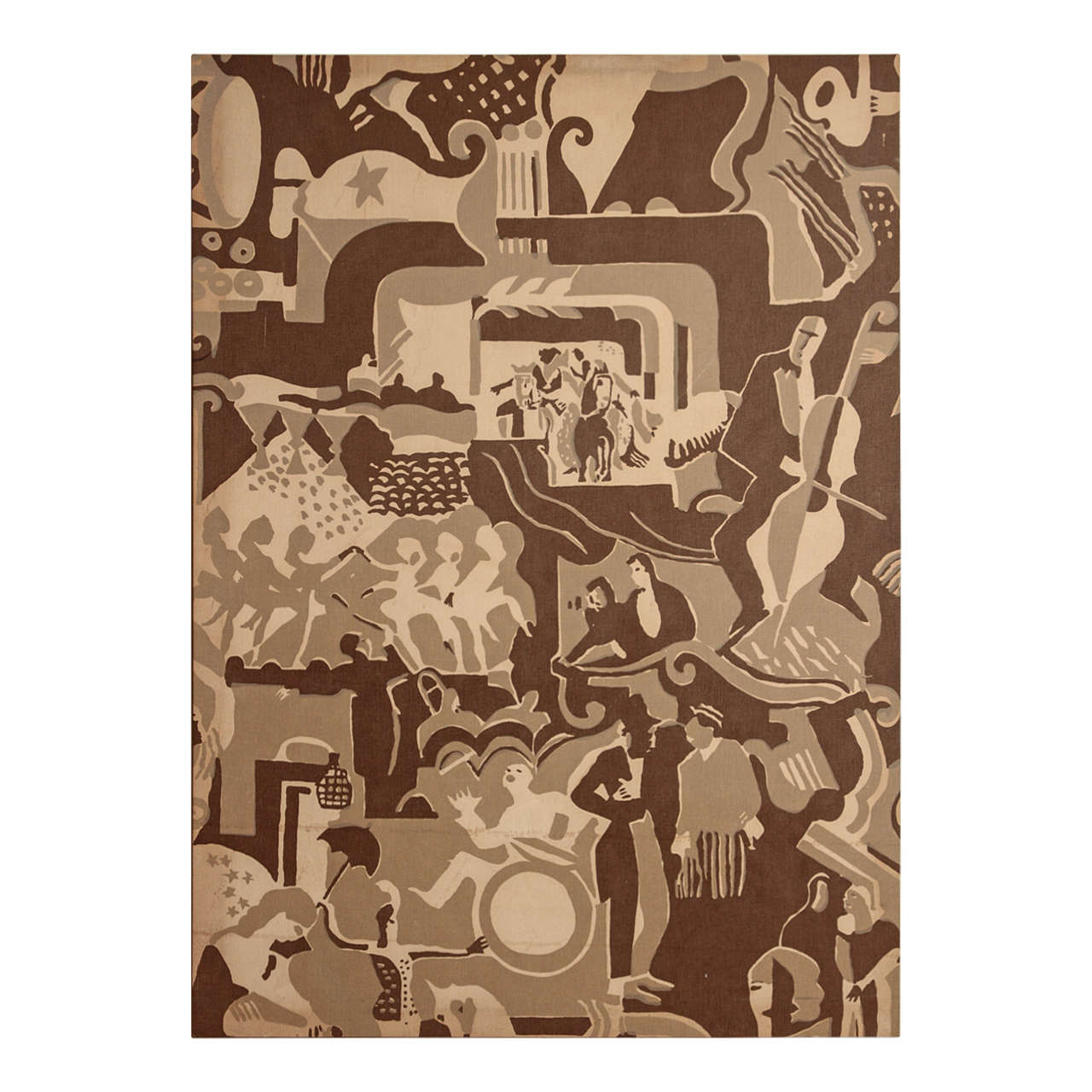 Extreme Jazz Age Mounted Stockwell Fabric, after Radio City Ruth Reeves ...