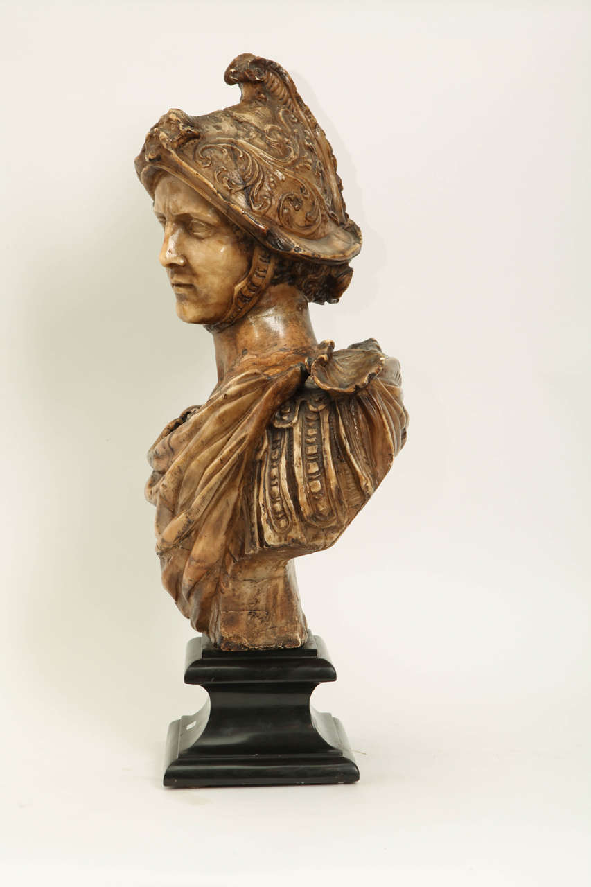 18th Century Italian alabaster bust of a Roman soldier For Sale at 1stDibs