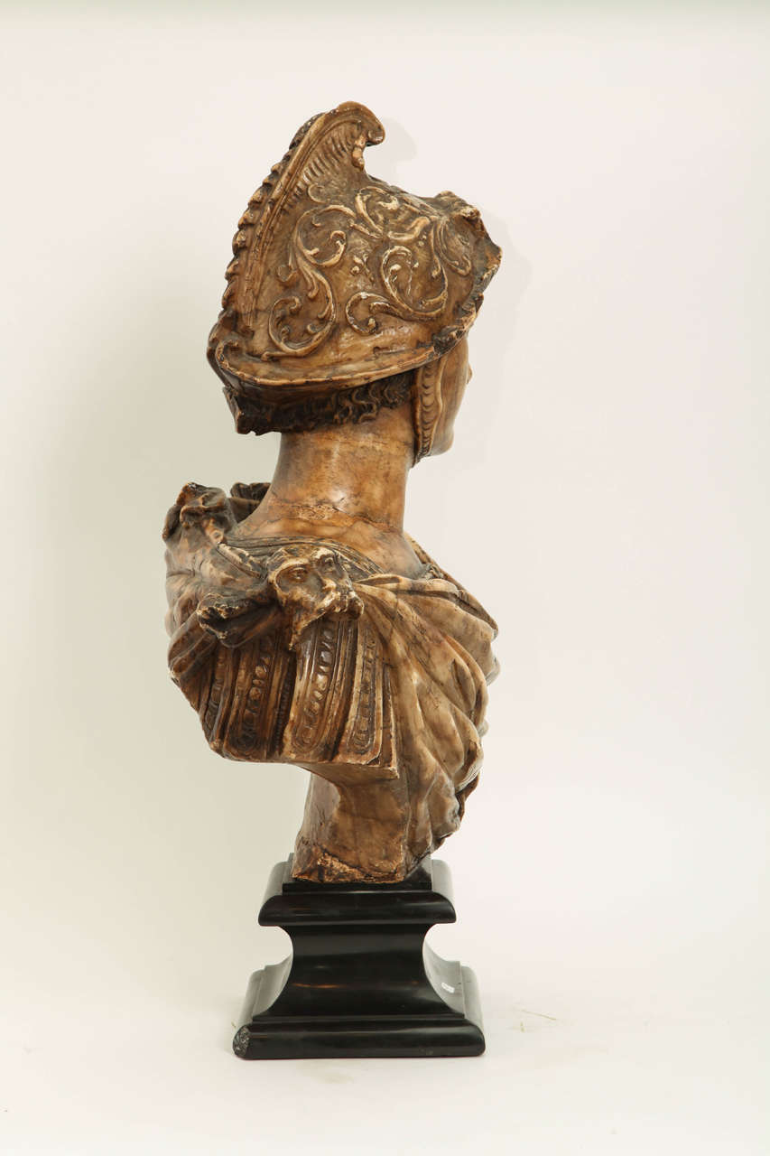 18th Century Italian alabaster bust of a Roman soldier For Sale at 1stDibs