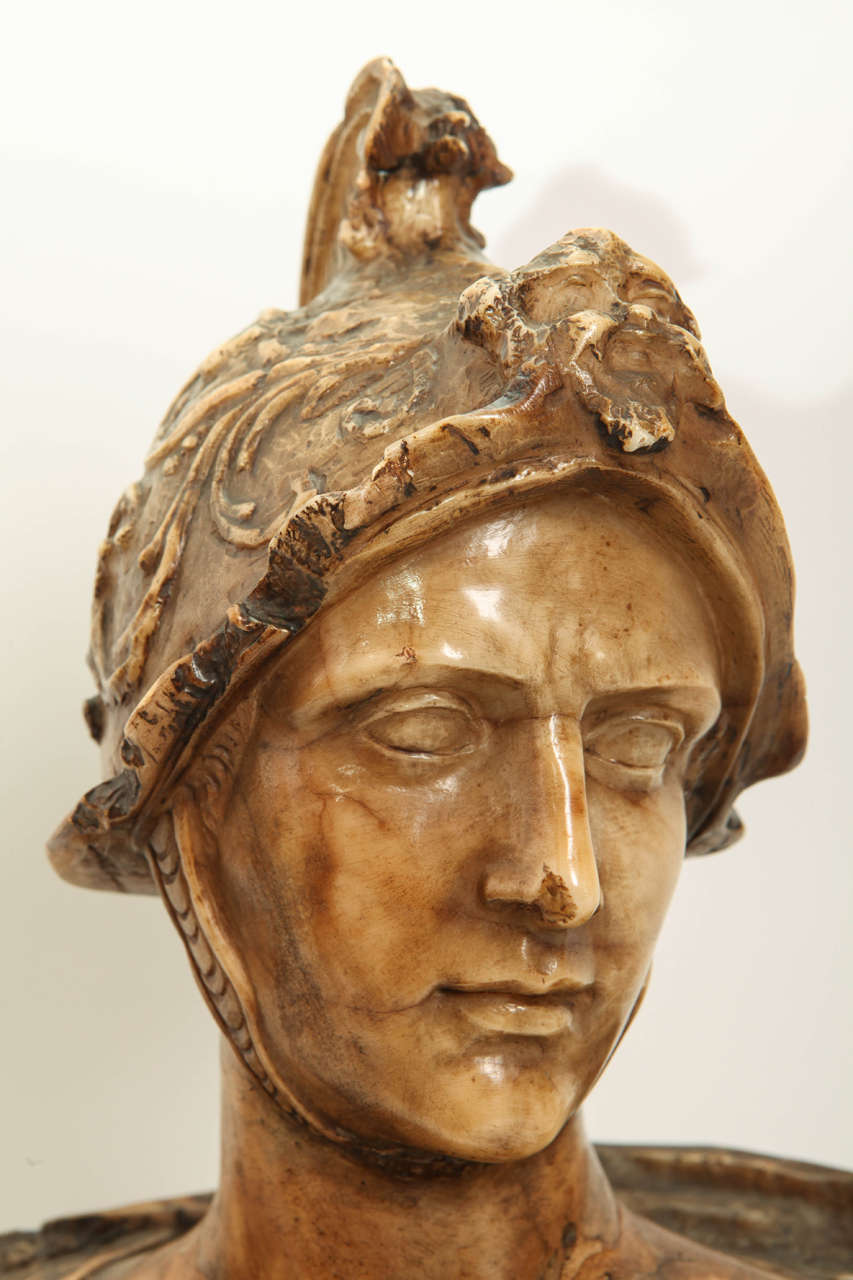 18th Century Italian alabaster bust of a Roman soldier For Sale at 1stDibs