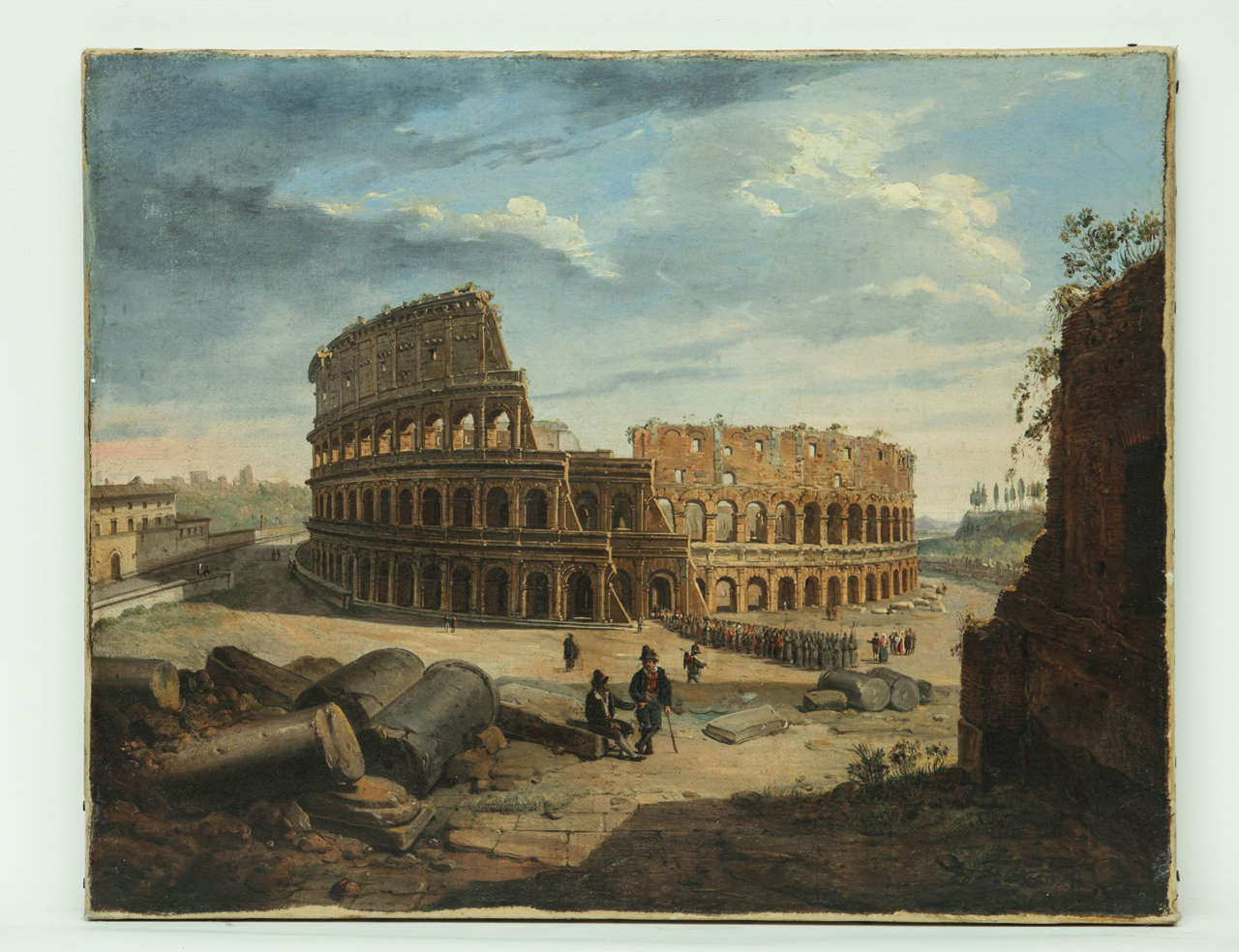 18th Century Italian painter, Views of the Roman Colosseum (pair), oil ...