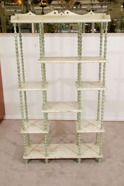 Vintage Folk Art "Spool" Shelf with Original Paint at 1stDibs