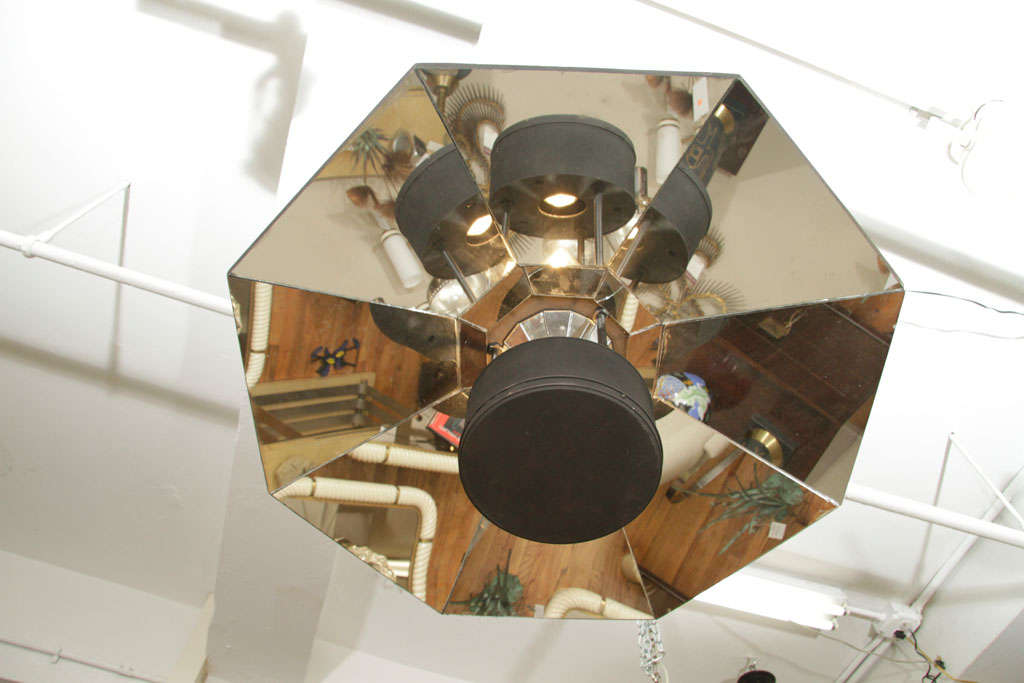 Large Mid Century Octagonal Mirrored Hanging Light Fixture at 1stDibs ...