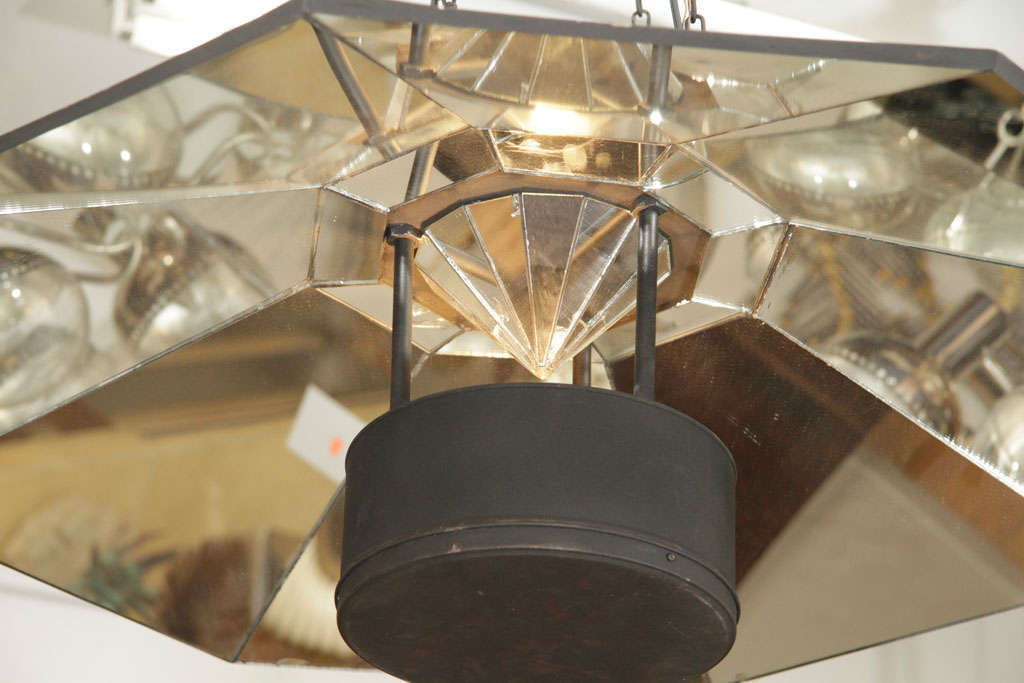 Large Mid Century Octagonal Mirrored Hanging Light Fixture at 1stDibs ...