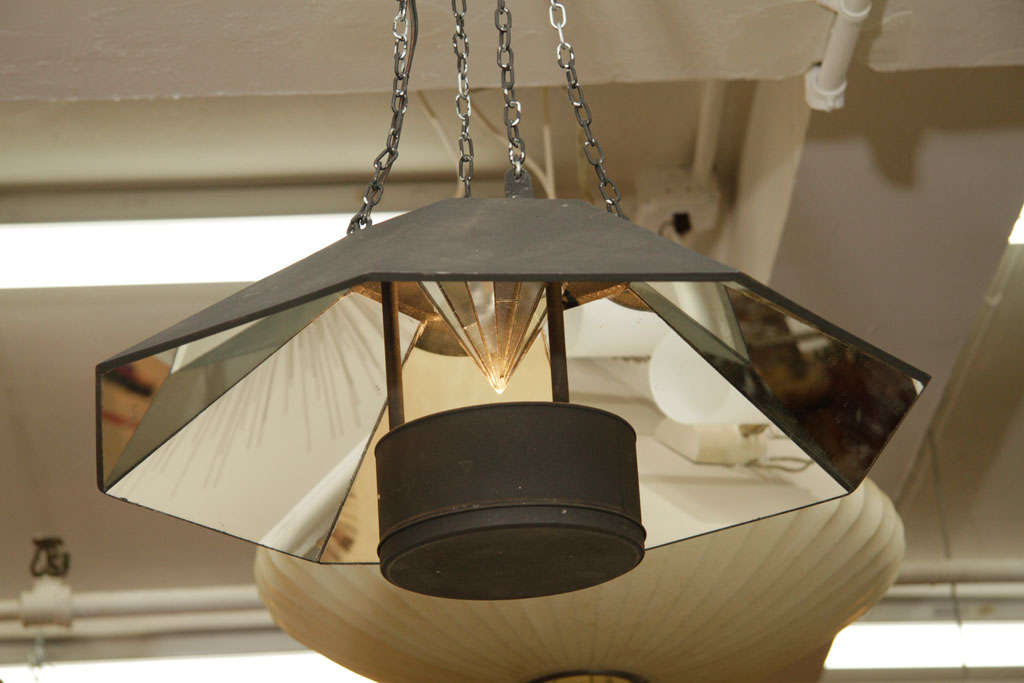 Large Mid Century Octagonal Mirrored Hanging Light Fixture at 1stDibs ...