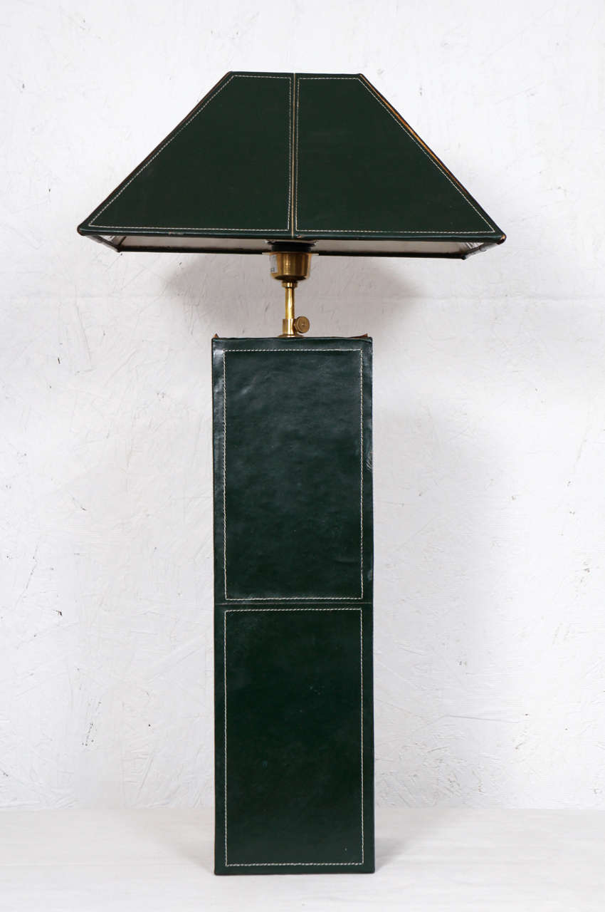 Wonderful Green Leather Lamps at 1stDibs