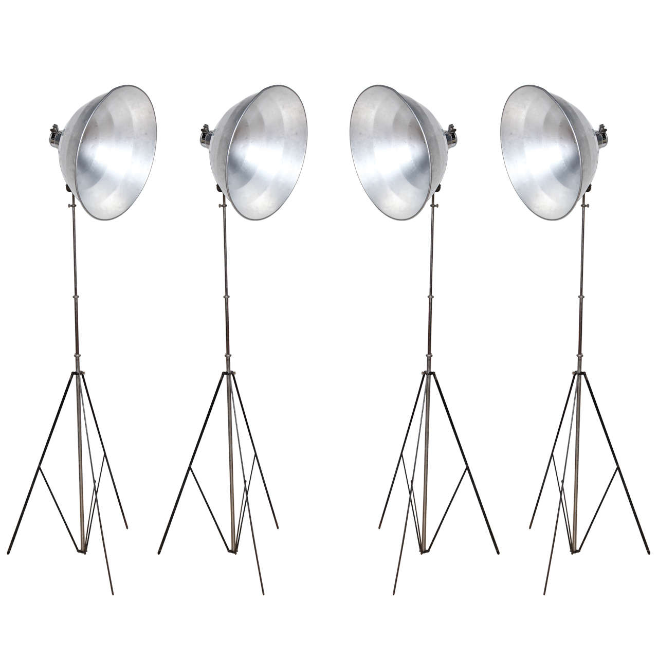 Set of 4 Johnson Ventlite Folding Photo Floor Lamps with Large Aluminum ...