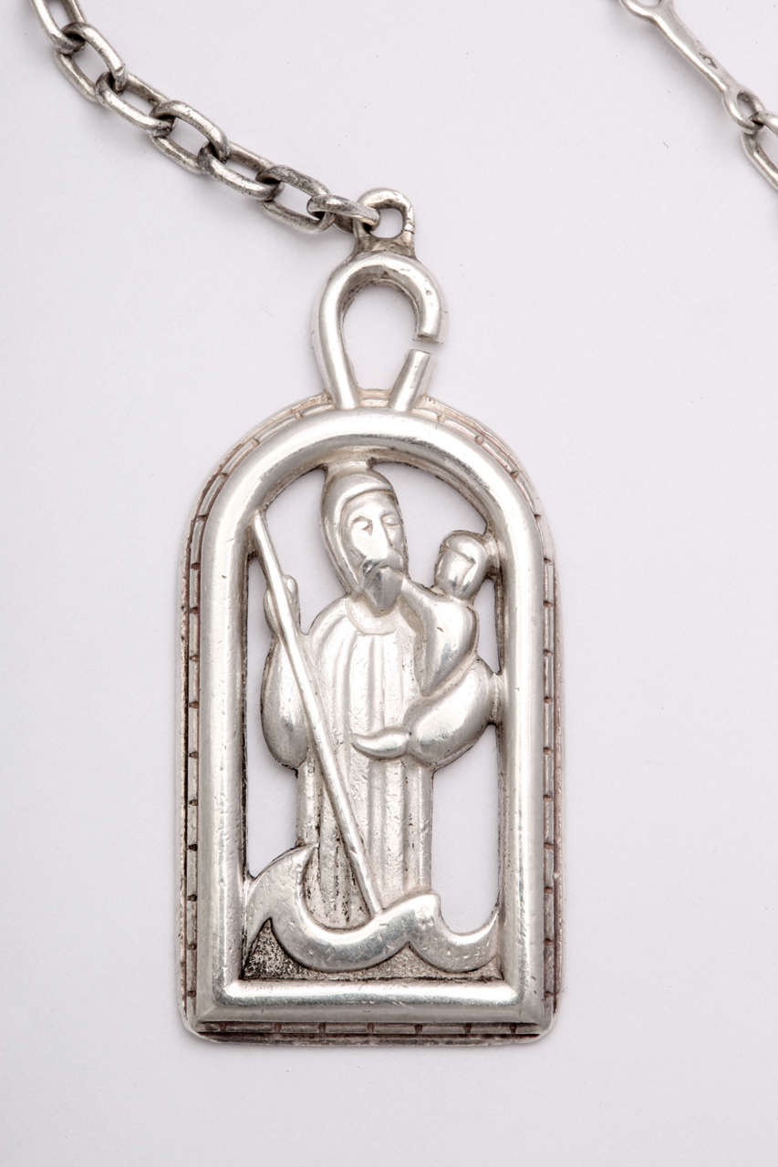 Hermes Sterling Silver Saint Christopher Key Chain at 1stDibs | st ...
