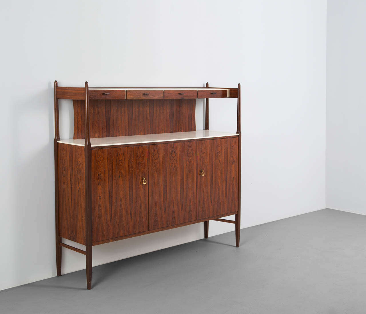 Danish Two Tier Rosewood Buffet with Brass Details For Sale at 1stDibs