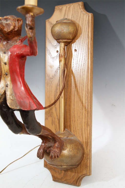 A pair of Vintage Carved and Painted Wood Monkey Sconces at 1stDibs ...