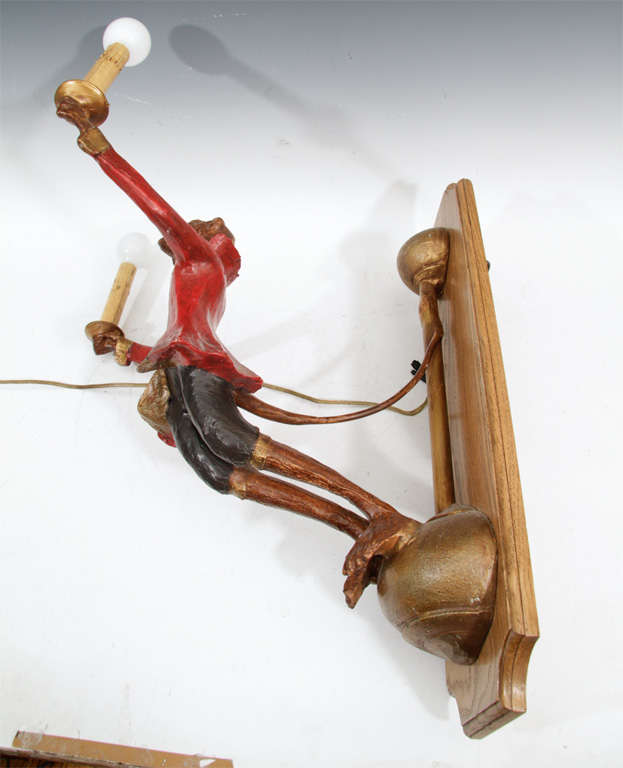 A pair of Vintage Carved and Painted Wood Monkey Sconces at 1stDibs ...