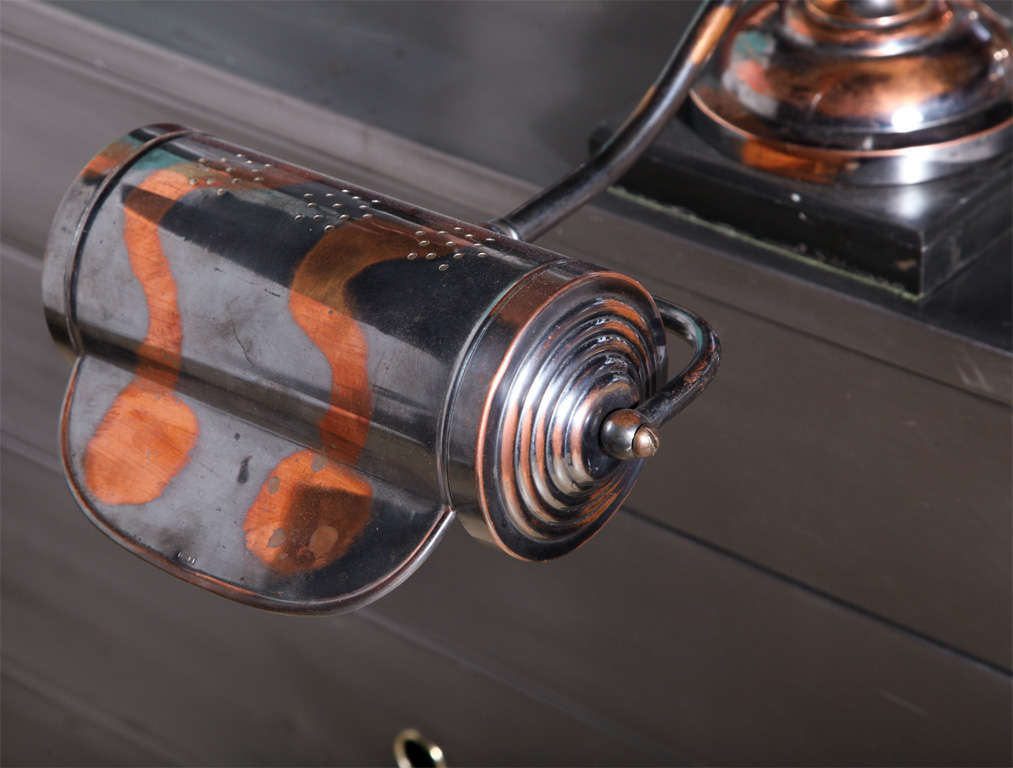 Faries Lamp Co. Copper Japan Finish and Black Slate Shelf Lamp, 1900's ...