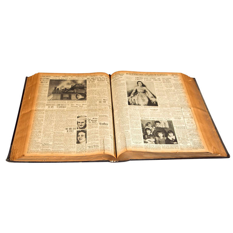 Leather Bound Book Of Newspapers From The Baltimore News/post at 1stDibs