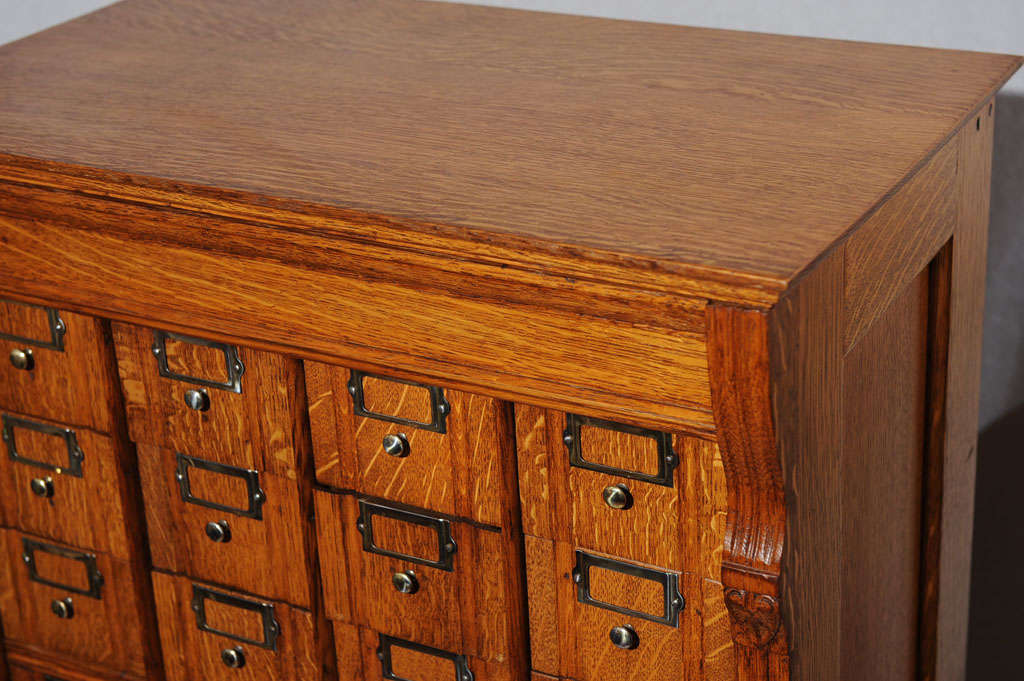 Unusual Multi Drawer Oak File Cabinet at 1stDibs
