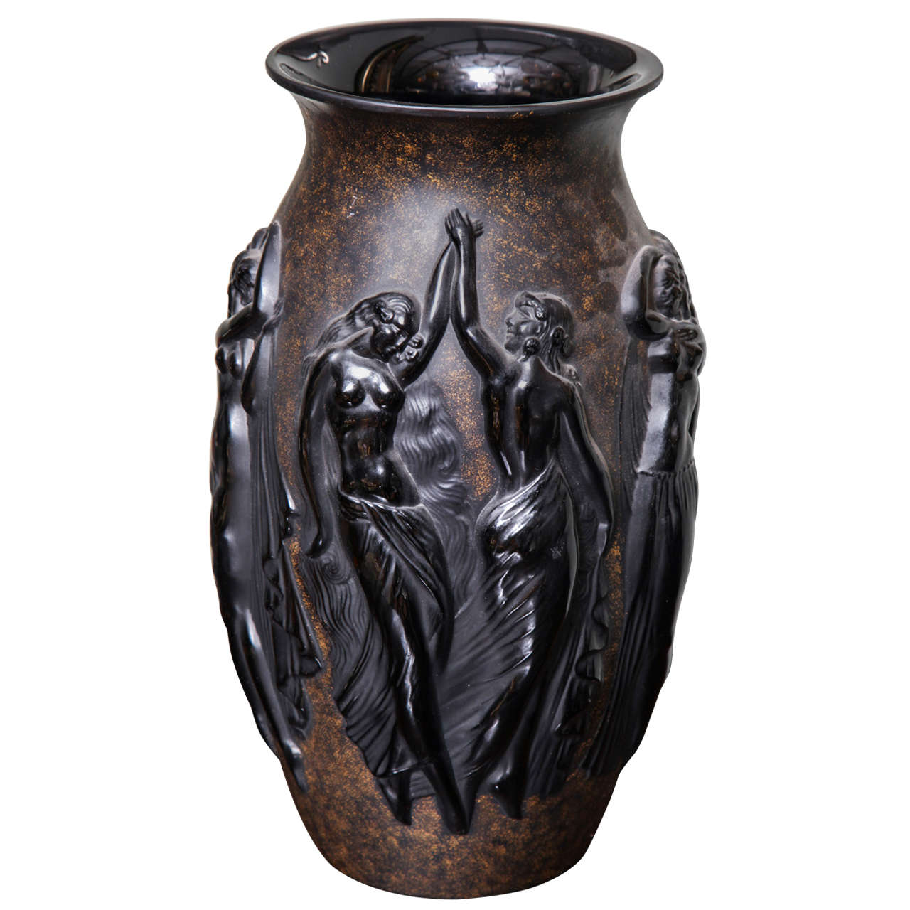 French Art Deco Signed Sabino Vase For Sale at 1stDibs