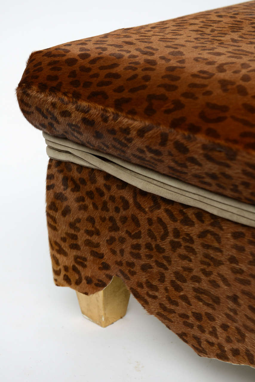 Ronn Jaffe Leopard Calf Hair Ottoman Cocktail Table For Sale at 1stDibs