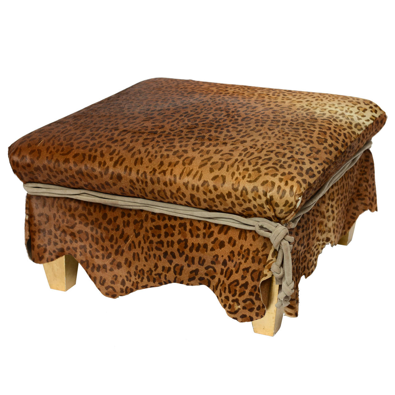 Ronn Jaffe Leopard Calf Hair Ottoman Cocktail Table For Sale at 1stDibs