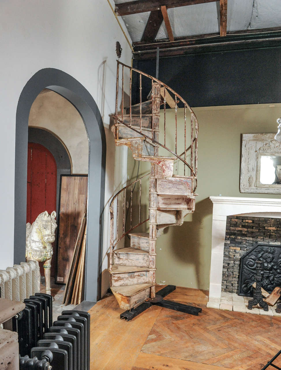An Antique Pinewood Spiral Staircase at 1stDibs