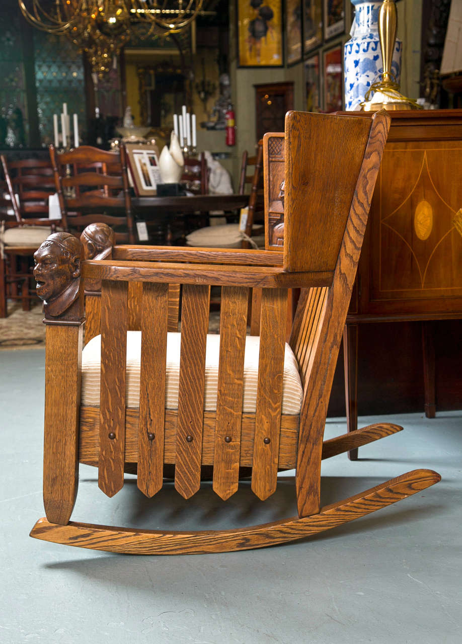 Antique Oak Mission Style Settee and Rocker at 1stDibs | mission rocker ...