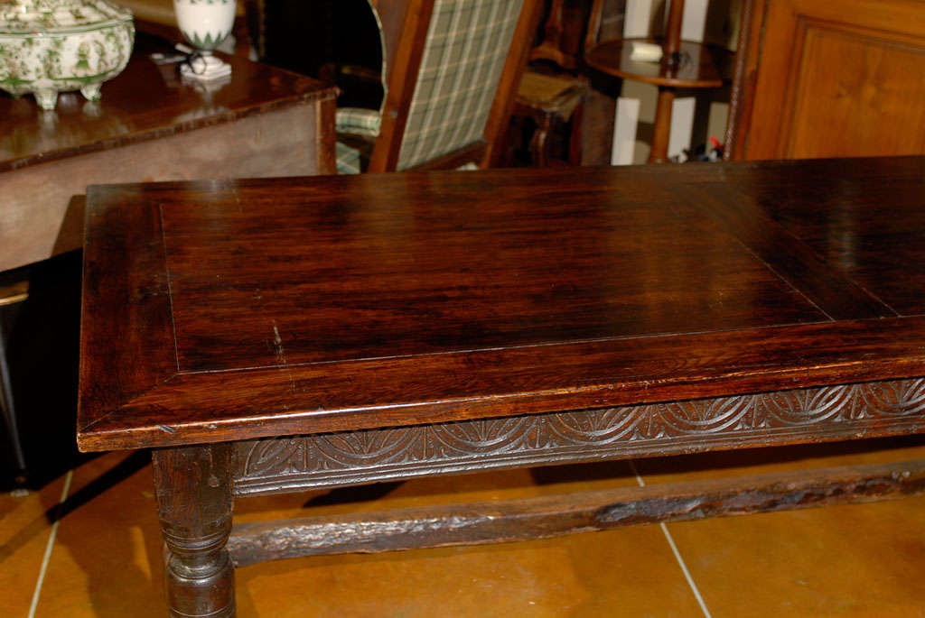 Early English Oak Refectory Table with Carved Frieze, Ca. 1690 at 1stDibs