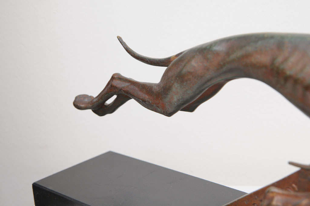 French Art Deco Bronze Sculpture "Greyhounds" by "A. Bazzony" at ...