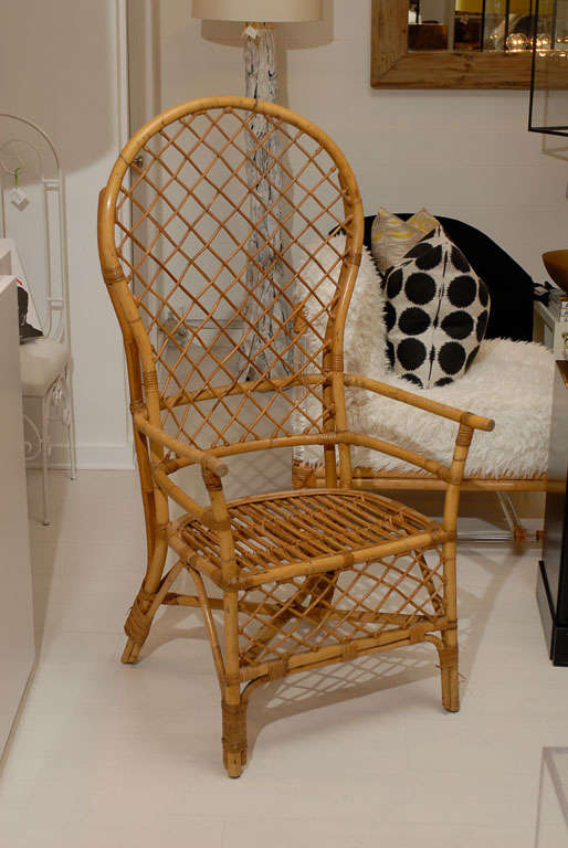 High Back Rattan Arm Chairs at 1stDibs