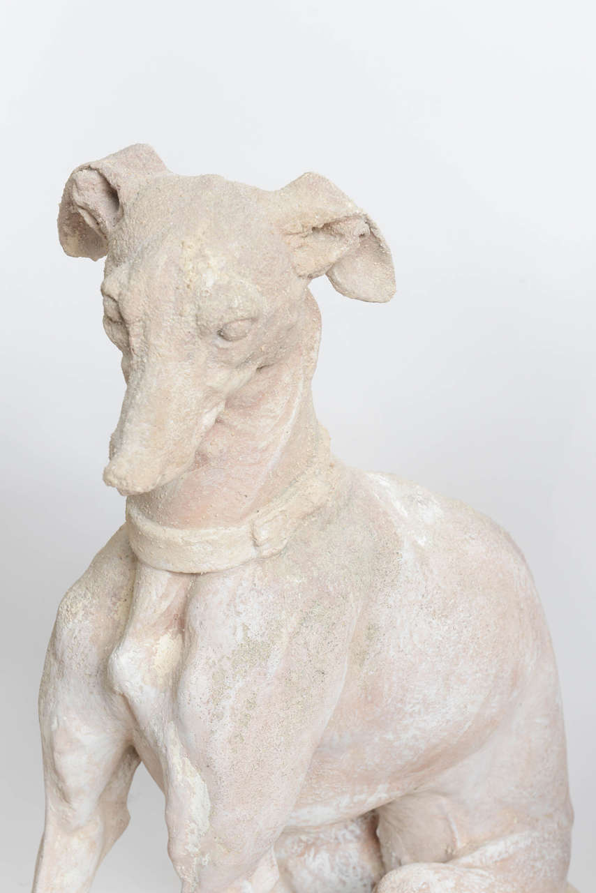 Rare Pair of Antique Limestone Whippet Sculptures at 1stDibs | stone ...
