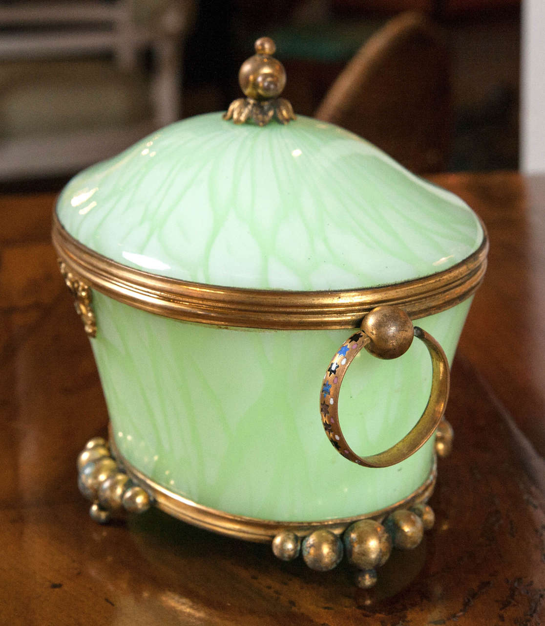 Opaline Glass Box with Hinged Cover at 1stDibs