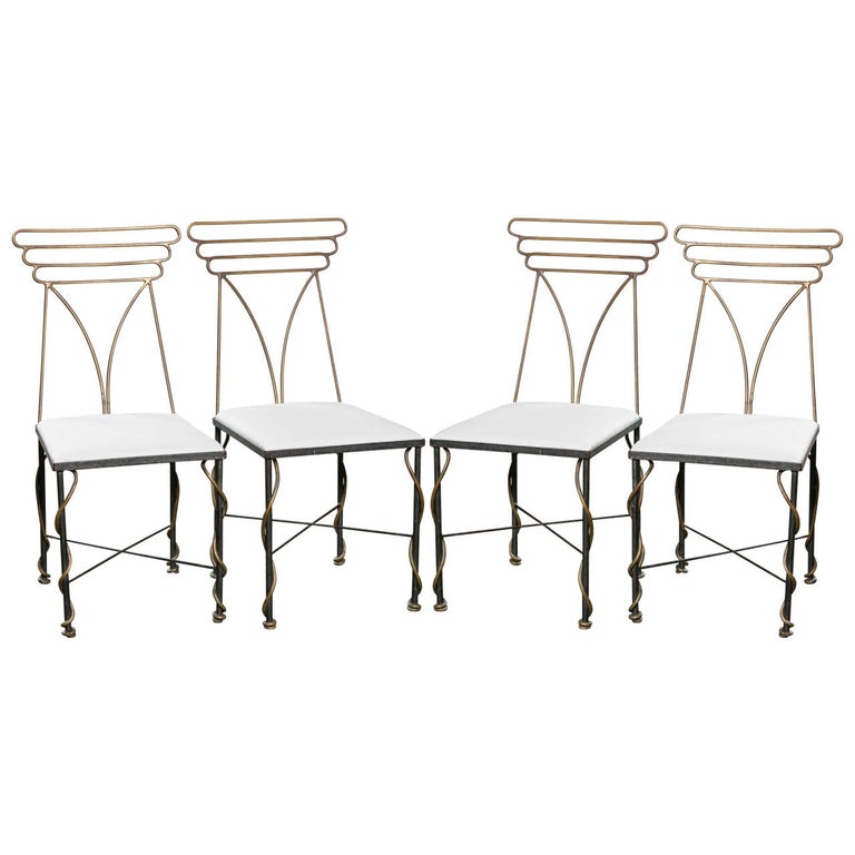 Set of Four French Bronze Chairs at 1stDibs