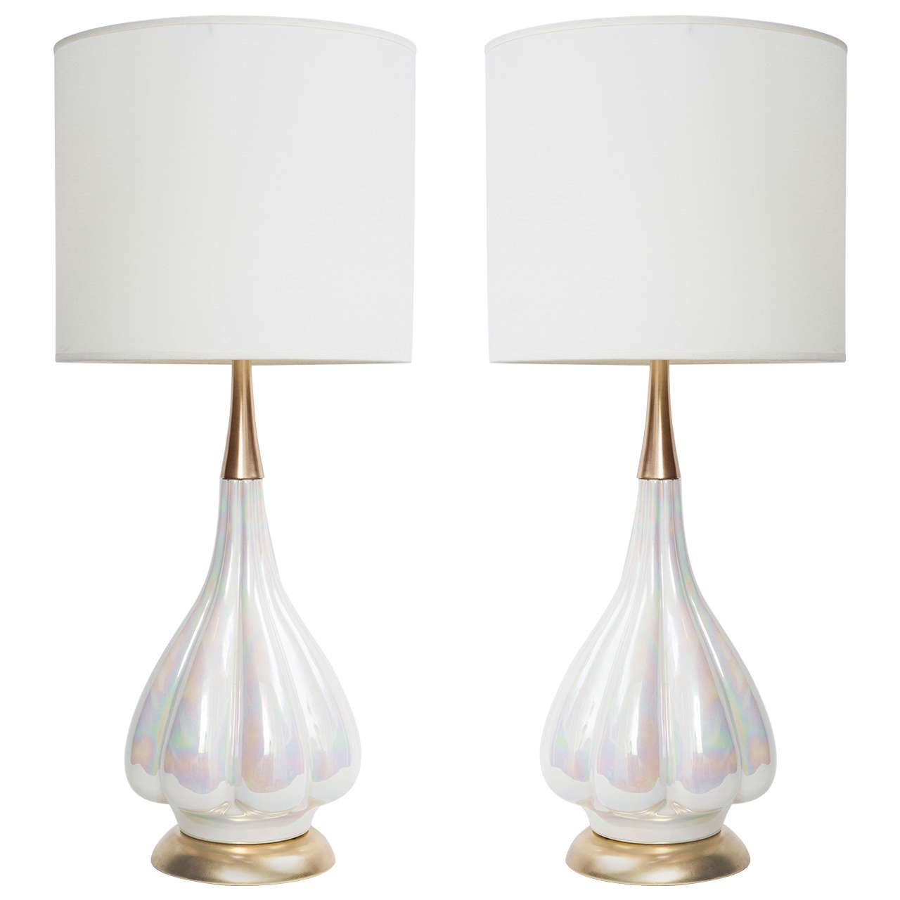 A Mid Century Ceramic Table Lamp in Green and Blue Glaze at 1stDibs