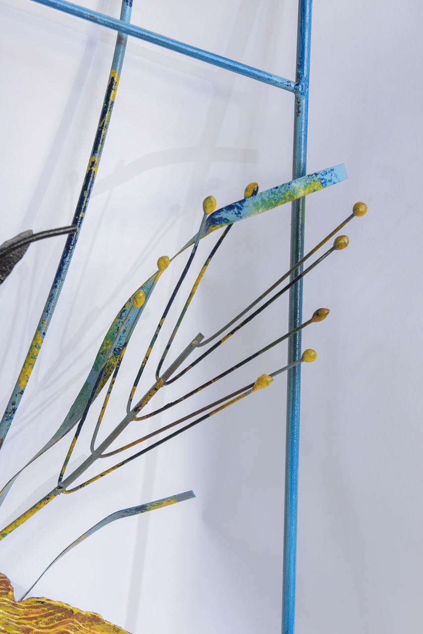 Tropical Fish in Aquarium, Metal Wall Sculpture, Signed C. Jere at ...