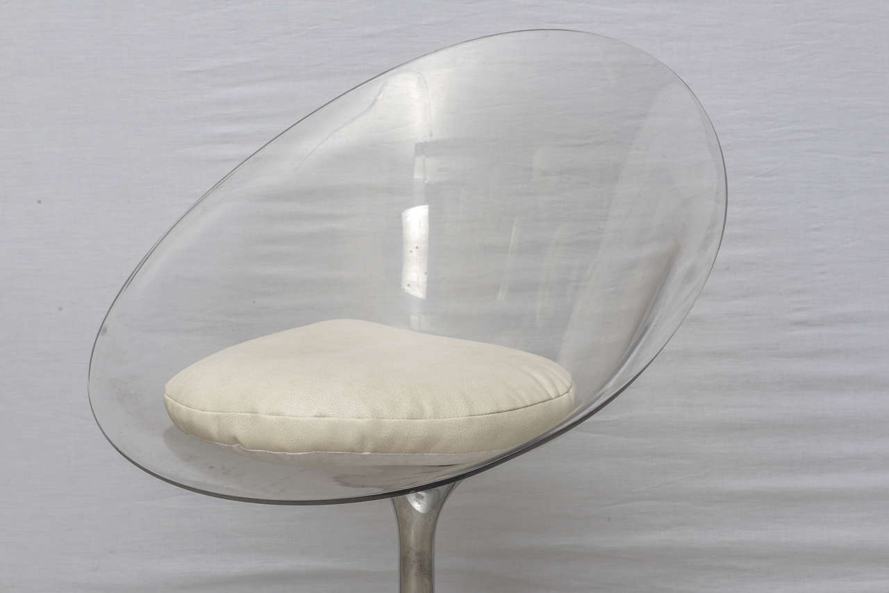 Pair of Philippe Starck of Lucite and Chrome by Kartell Eros Swivel ...