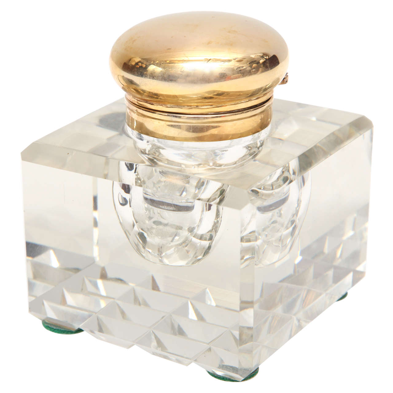 Sparkling Cut Crystal Deco Ink Well For Sale at 1stDibs
