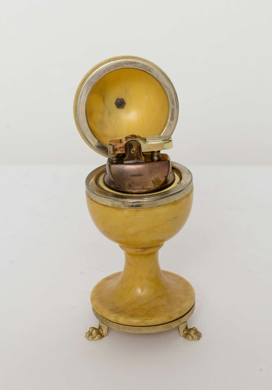 Stone Tabletop Lions Foot Flip Top Lighter at 1stDibs