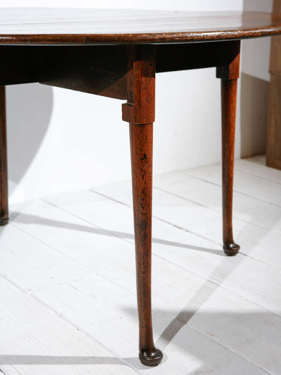 Queen Anne Walnut Drop Leaf Round Dining Table and Console at 1stDibs