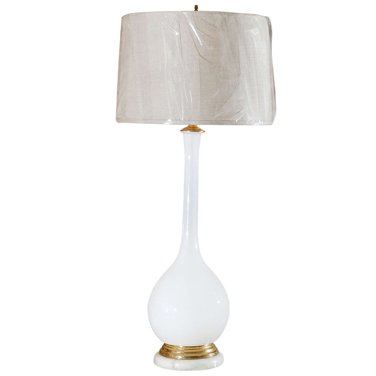 Single Midcentury White Murano Glass Lamp For Sale at 1stDibs