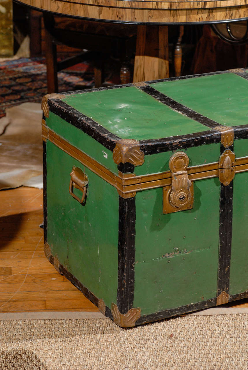 Antique Metal Steamer Trunk at 1stDibs | vintage metal steamer trunk ...